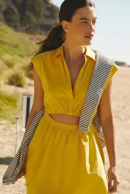 Anthropologie Short-sleeve Cutout Mi Dress