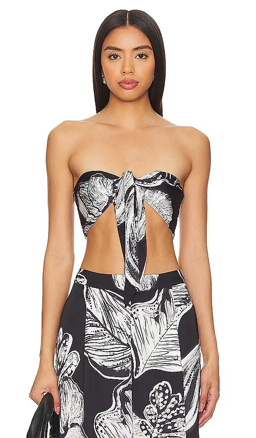 Rococo Sand X Bandeau Top - Black & White Floral