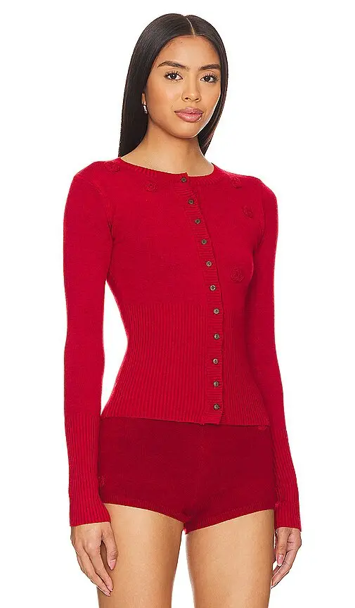 Frankies Bikinis Lenon Cloud Knit Sweater - Red Velvet