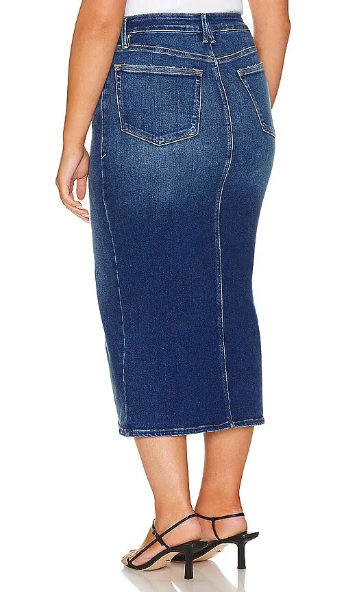 Good American Slit Front Midi Denim Skirt