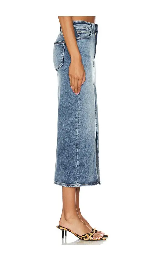 Good American Slit Front Midi Denim Skirt