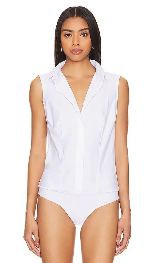 Commando Classic Sleeveless Button Down Bodysuit - White