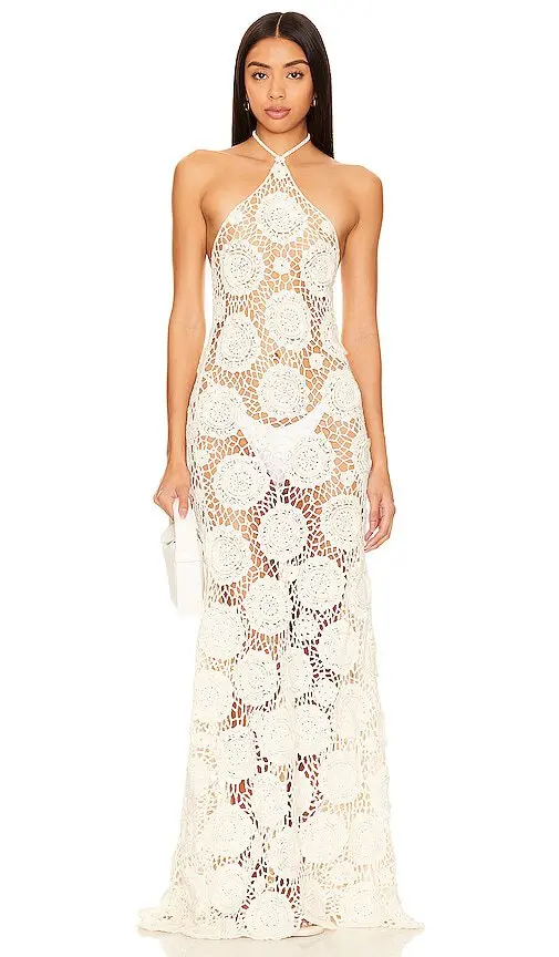 Tularosa Thalassa Floral Crochet Dress - White