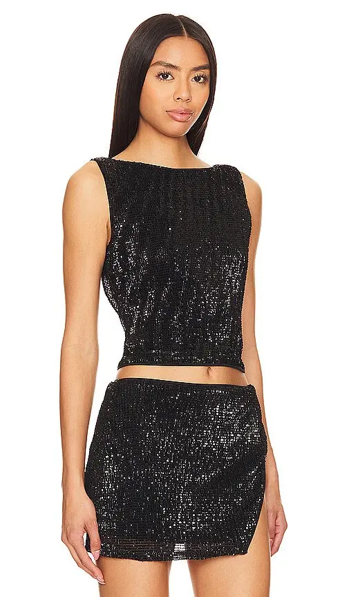LOVERS AND FRIENDS Selma Sequin Top - Black