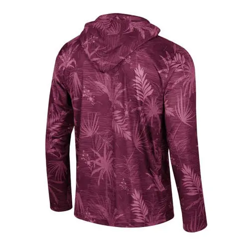 COLOSSEUM Arizona State Sun Devils Palms Printed Lightweight Quarter-zip Hooded Top - Maroon