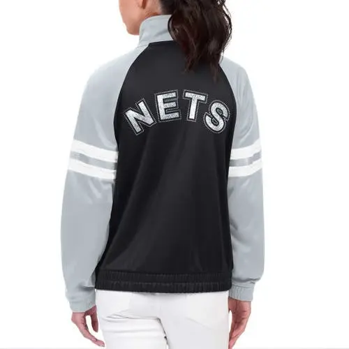 G-III 4HER BY CARL BANKS Brooklyn Nets Rhinestone Track Jacket