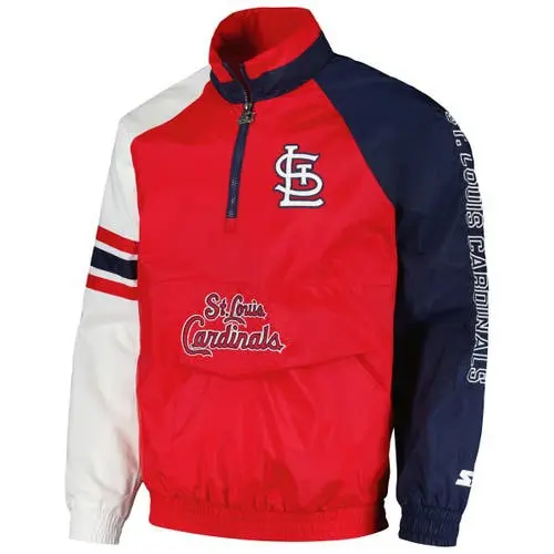 STARTER Navy St. Louis Cardinals Elite Raglan Half-zip Jacket