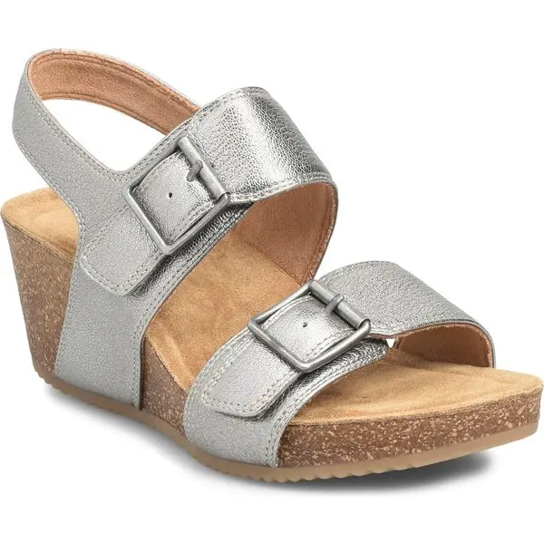 COMFORTIVA Erlina Wedge Sandals - Grey-gold