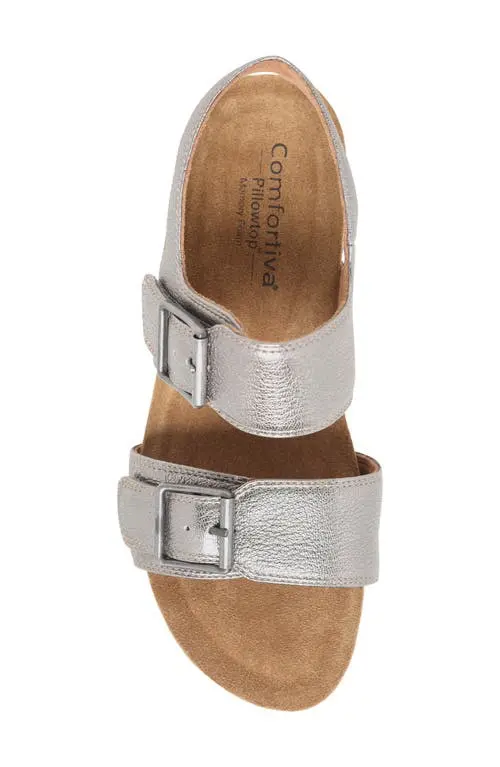 COMFORTIVA Erlina Wedge Sandals - Grey-gold