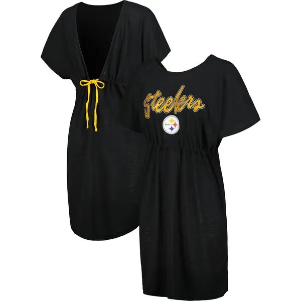 G-III 4HER BY CARL BANKS Pittsburgh Steelers Versus Swim Cover-up - Black