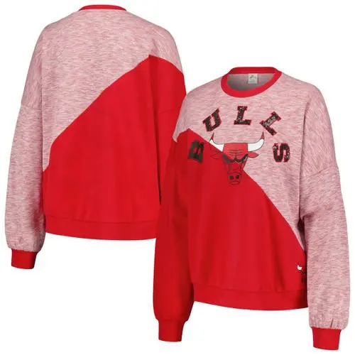 G-III 4HER BY CARL BANKS Chicago Bulls Benches Split Pullover Sweatshirt
