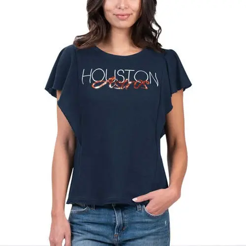 G-III 4HER BY CARL BANKS Houston Astros Crowd Wave T-shirt - Navy