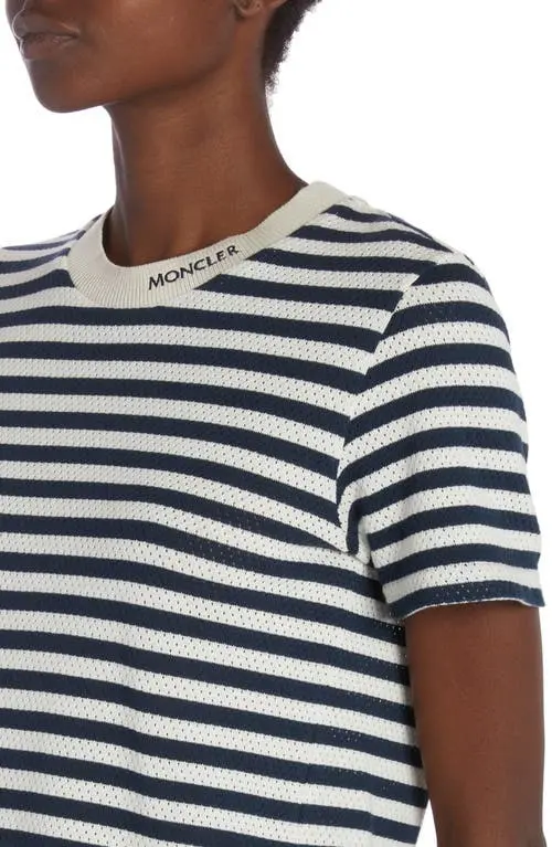 Moncler Stripe Pointelle Cotton T-shirt
