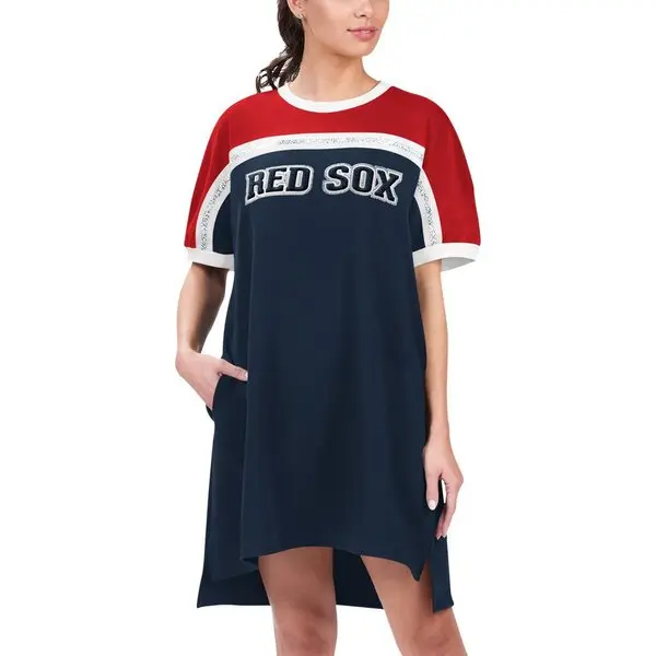 G-III 4HER BY CARL BANKS Red Boston Red Sox Circus Catch Sneaker Dress - Navy