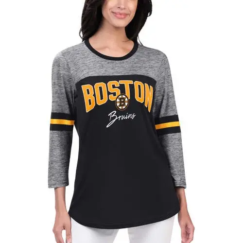 G-III 4HER BY CARL BANKS Boston Bruins Play The Game 3/4-sleeve T-shirt - Black