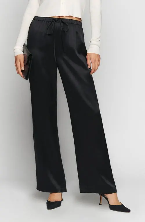 REFORMATION Olina Wide Leg Silk Pants
