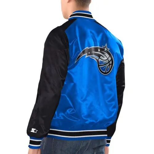 STARTER Black Orlando Magic Renegade Satin Full-snap Varsity Jacket
