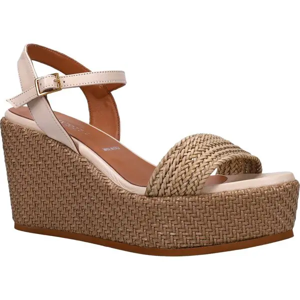 Ron White Shelly Platform Wedge Sandal In Ivory - 63% Off  Ron White Shelly Womens Raffia Wedge Sandals Leather Ankle Strap EU 40 US 9.5-10 main image 0