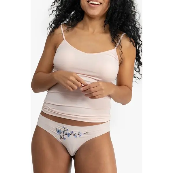 Uwila Warrior Soft Seamless Thong With Embroidery - Rose Quartz