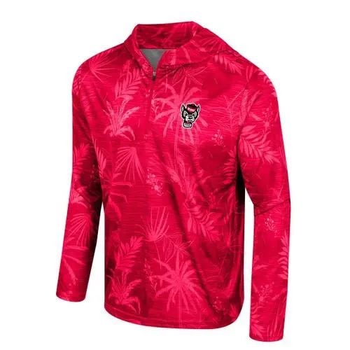 COLOSSEUM Nc State Wolfpack Palms Printed Lightweight Quarter-zip Hooded Top