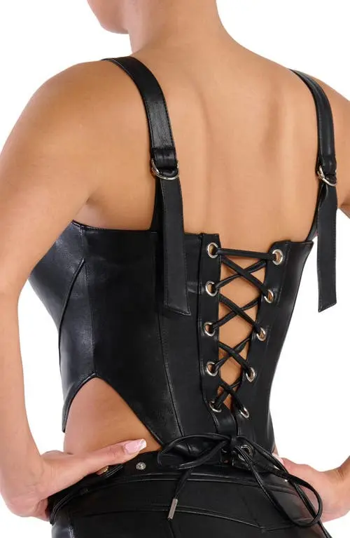 Naked Wardrobe Faux-leather Corset Top