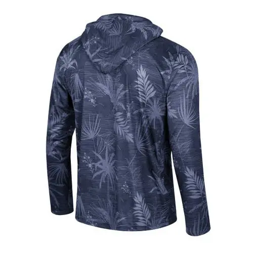COLOSSEUM Virginia Cavaliers Palms Printed Lightweight Quarter-zip Hooded Top - Navy