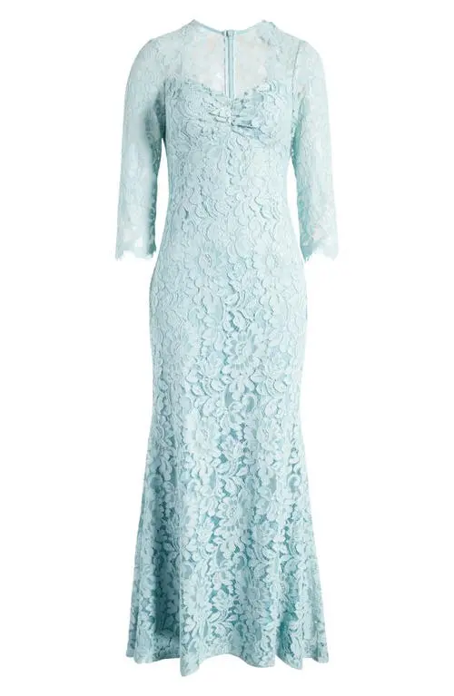 Eliza J Floral Lace Trumpet Gown In Sage - 75% Off | Editorialist