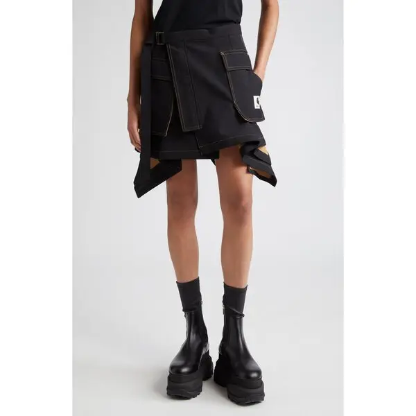 Sacai X Carhartt Wip Asymmetrical Wrap Skirt