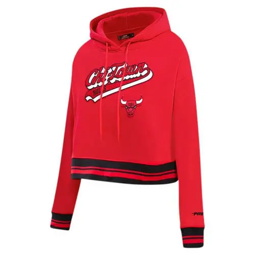 PRO STANDARD Chicago Bulls Script Tail Cropped Pullover Hoodie