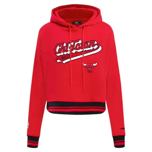 PRO STANDARD Chicago Bulls Script Tail Cropped Pullover Hoodie