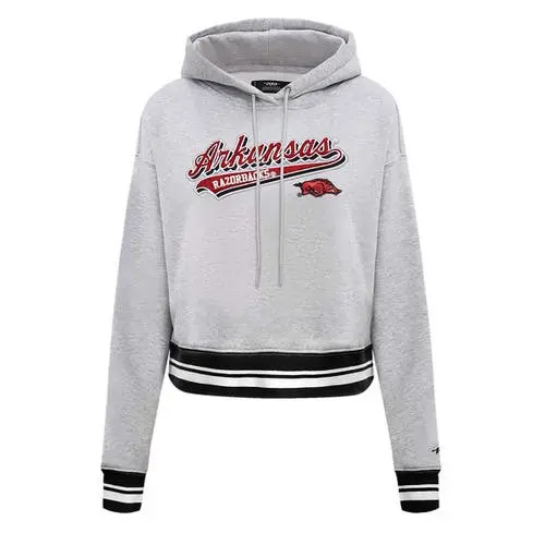PRO STANDARD Arkansas Razorbacks Script Tail Fleece Cropped Pullover Hoodie