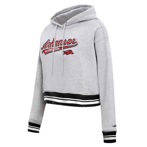 PRO STANDARD Arkansas Razorbacks Script Tail Fleece Cropped Pullover Hoodie