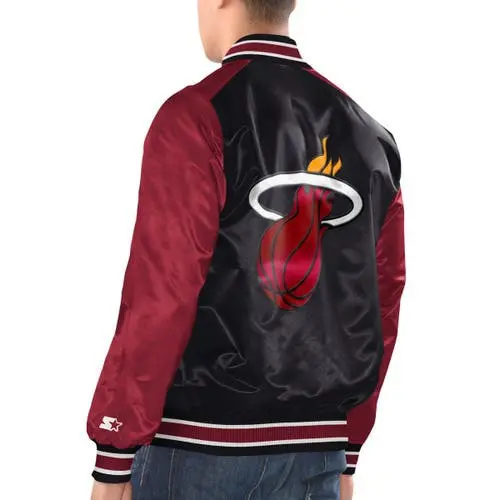 STARTER Miami Heat Renegade Satin Varsity Jacket