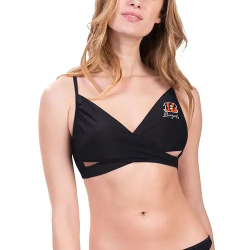 G-III 4HER BY CARL BANKS Cincinnati Bengals Hall Of Fame Bikini Top - Black