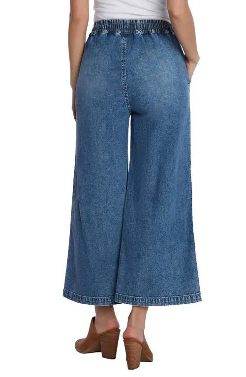 WASH LAB DENIM Drawstring Ankle Wide Leg Jeans - Atlantic Blue