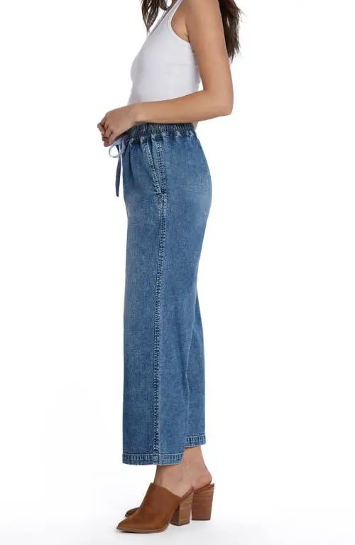 WASH LAB DENIM Drawstring Ankle Wide Leg Jeans - Atlantic Blue