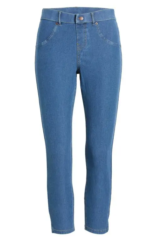 Hue Side Slit Pull-on Denim Capri Leggings - Medium Wash