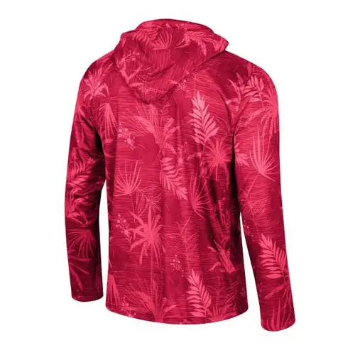 COLOSSEUM Washington State Cougars Palms Printed Lightweight Quarter-zip Hooded Top
