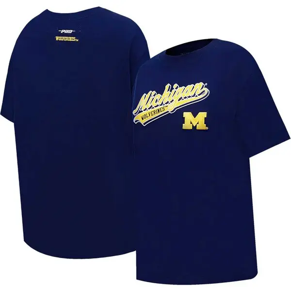 PRO STANDARD Michigan Wolverines Script Tail Oversized Boyfriend T-shirt