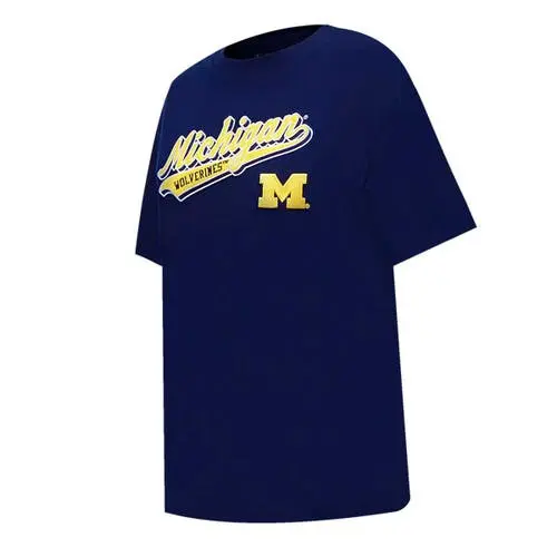 PRO STANDARD Michigan Wolverines Script Tail Oversized Boyfriend T-shirt
