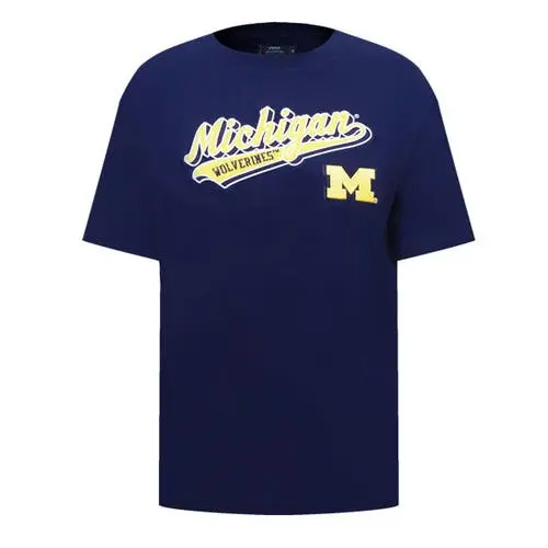 PRO STANDARD Michigan Wolverines Script Tail Oversized Boyfriend T-shirt