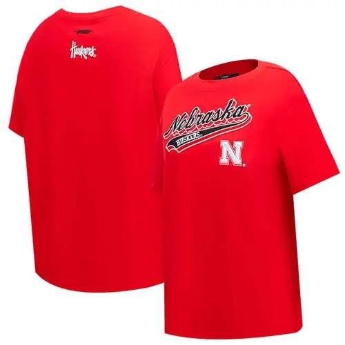 PRO STANDARD Nebraska Huskers Script Tail Oversized Boyfriend T-shirt