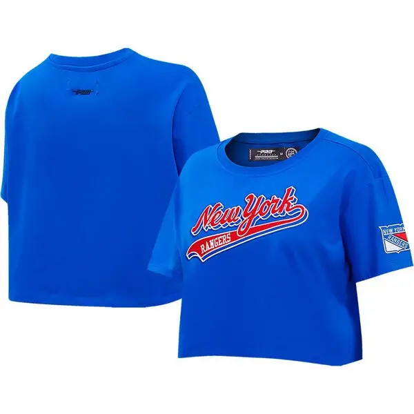PRO STANDARD New York Rangers Boxy Script Tail Cropped T-shirt