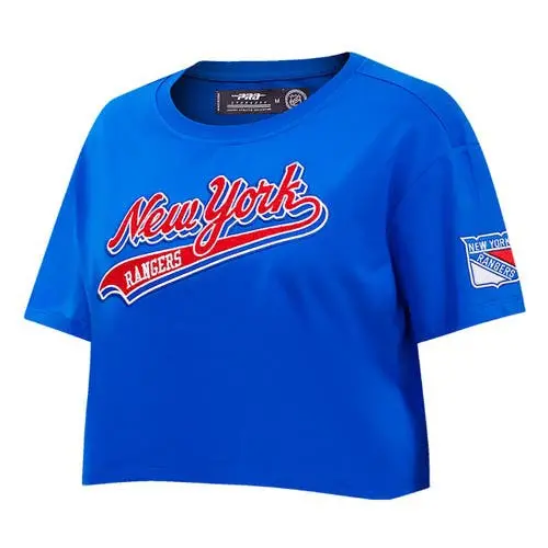 PRO STANDARD New York Rangers Boxy Script Tail Cropped T-shirt