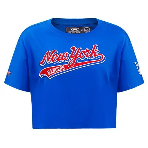 PRO STANDARD New York Rangers Boxy Script Tail Cropped T-shirt