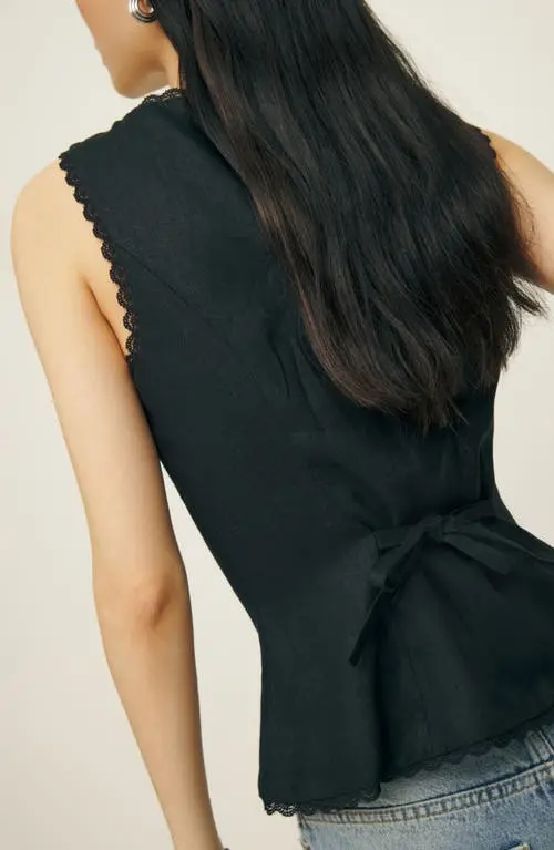 REFORMATION Amela Linen Top - Black
