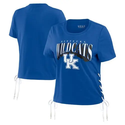 WEAR BY ERIN ANDREWS Kentucky Wildcats Side Lace-up Crop T-shirt By - Royal