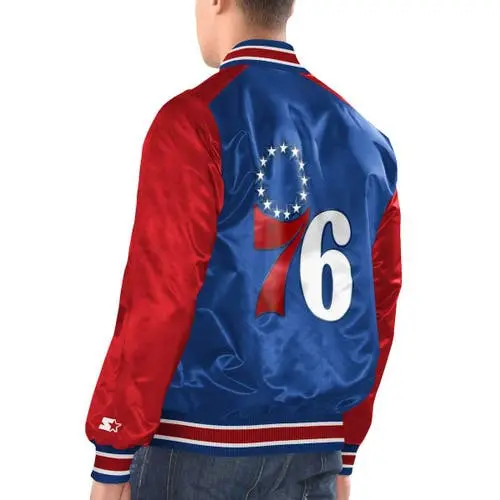 STARTER Red Philadelphia 76ers Renegade Satin Full-snap Varsity Jacket