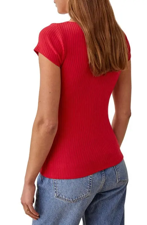 REFORMATION Square Neck Ribbed Sweater - Lipstick