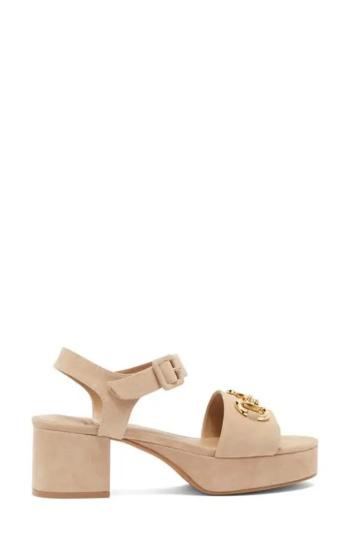 Jeffrey Campbell Timeless 2 Platform Sandal - Natural Suede Gold